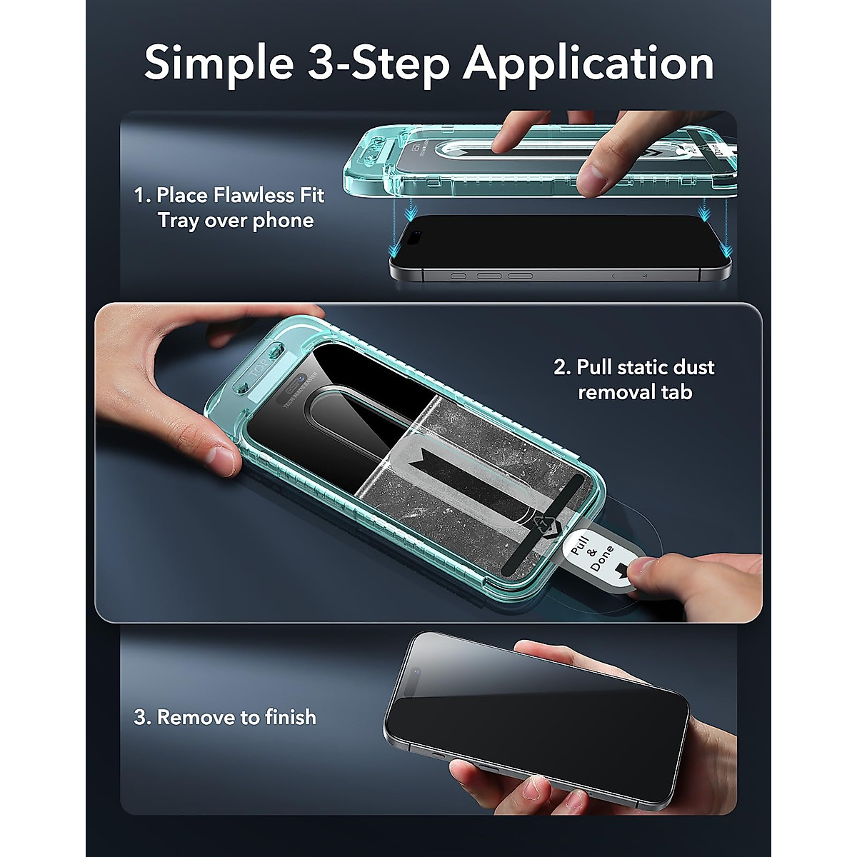 ESR 3 Pack for iPhone 16 Pro Max Screen Protector, [9H Hardness] [Military Grade Shatterproof] Tempered Glass Film with Flawless Fit Tray, HD Clear, Scratch Resistant