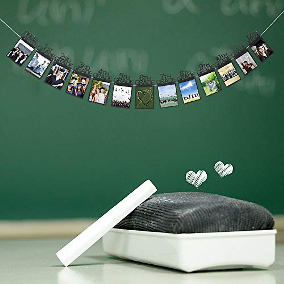 INNORU Graduation Photo Banner, Black 1st - 12th Grade Banner Congrats Graduate Sign - Grad Photo Props Decorations Supplies