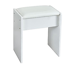 tojump Makeup Vanity Table with LED Lighted Mirror, White Vanity Desk with Drawers & Cabinet, Bedroom Makeup Dressing Table with Cushioned Stool (Modern N)