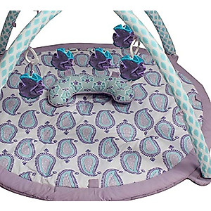 Bacati Isabella Girls Paisley Baby Activity Gym with Mat, Lilac/Purple/Aqua