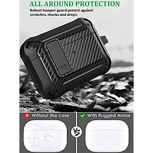 Olytop Case for Airpods Pro 2nd/1st Generation Case with Lock Lid, Rugged Latch Protective Cover, Shockproof Armor Skin Shell for Apple AirPod Pro Case 2022/2019 Black