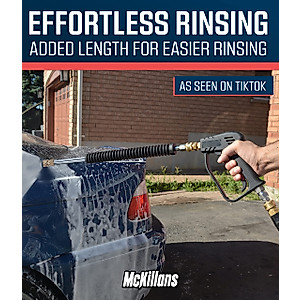 McKillans® Car Pressure Washer Extension Wand - Power Washer Wand Extension for Car Wash - Short Pressure Washer Wand Replacement - Pressure Washer Accessories & Attachments - 1/4” Quick Connect Plug
