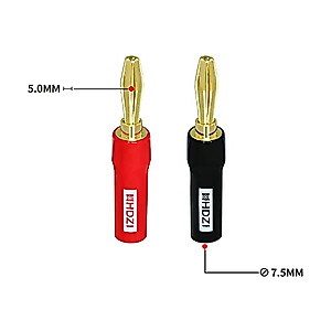 HHDZI 24 K Gold Banana Plugs, no Welding, Speaker Cable Banana Plugs, Audio Connector Adapter, Suitable for Speaker Cable, Wall Audio and Video Receiver, Amplifier and Sound System