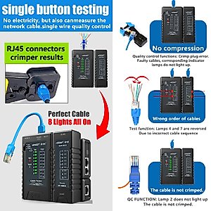 NOYAFA NF-468CS Network Cable Tester Telephone & Continuity Tester Ethernet Cable Mapper for RJ45/RJ11/RJ12/CAT5/CAT6/POE Test UTP/STP Network Test Tool (Black)