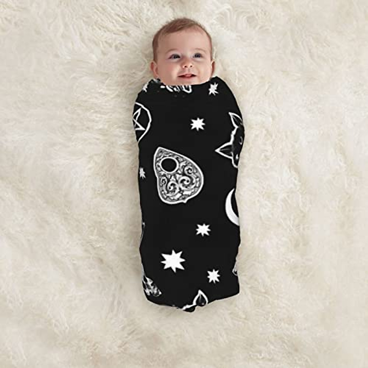 Halloween Goth Skull Baby Stuff Swaddle Blanket Gothic Soft Newborn Wrap Baby Swaddling Blanket Cover Baby Throw Receiving Blankets Silky Breathable Stretchy Gifts for Boys Girls Infant Shower