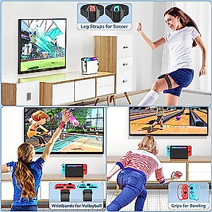 Switch Sports Accessories Bundle with Organizer Station Compatible with Nintendo Switch/ OLED Console & Joy-con, Storage and Organizer for Switch Sports Games, Family Sports Games Pack Accessories Kit