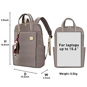 Laptop Backpack for Women 15.6-inch Slim - Laptop Bag Computer Case Purse Travel Lightweight Medium Size Satchel Daypack 16-inch Water-resistant Business Comutter Fashion Stylish Nylon Khaki