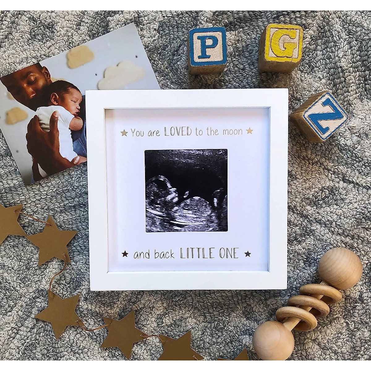 C.R Gibson BPSF-23934 Love You to The Moon and Back Baby Sonogram Picture Frame, 7'' W x 7'' H