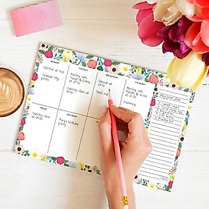 Sweetzer & Orange Floral Weekly Planner Notepad with Daily Planner Agenda Squares. 7x10" Day Planner 2024 - Student Planner, Work Planner and Checklist Pad
