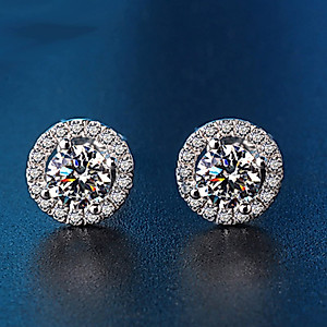 Sterling Silver Diamond Earrings for Women,Classic Round Cut 3 Carat/Pair (7mm) Lab Simulation Diamond Stud Earrings Hypoallergenic Fine Jewelry for Her Birthday Christmas Gift