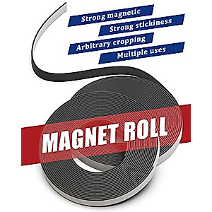 Magnetic Tape 2 Rolls 32ft Magnets with Strong Adhesive Backing Anisotropic Flexible Magnetic Strip(1rolls 16 feet x 1/2" Wide x 1/16" Thick)
