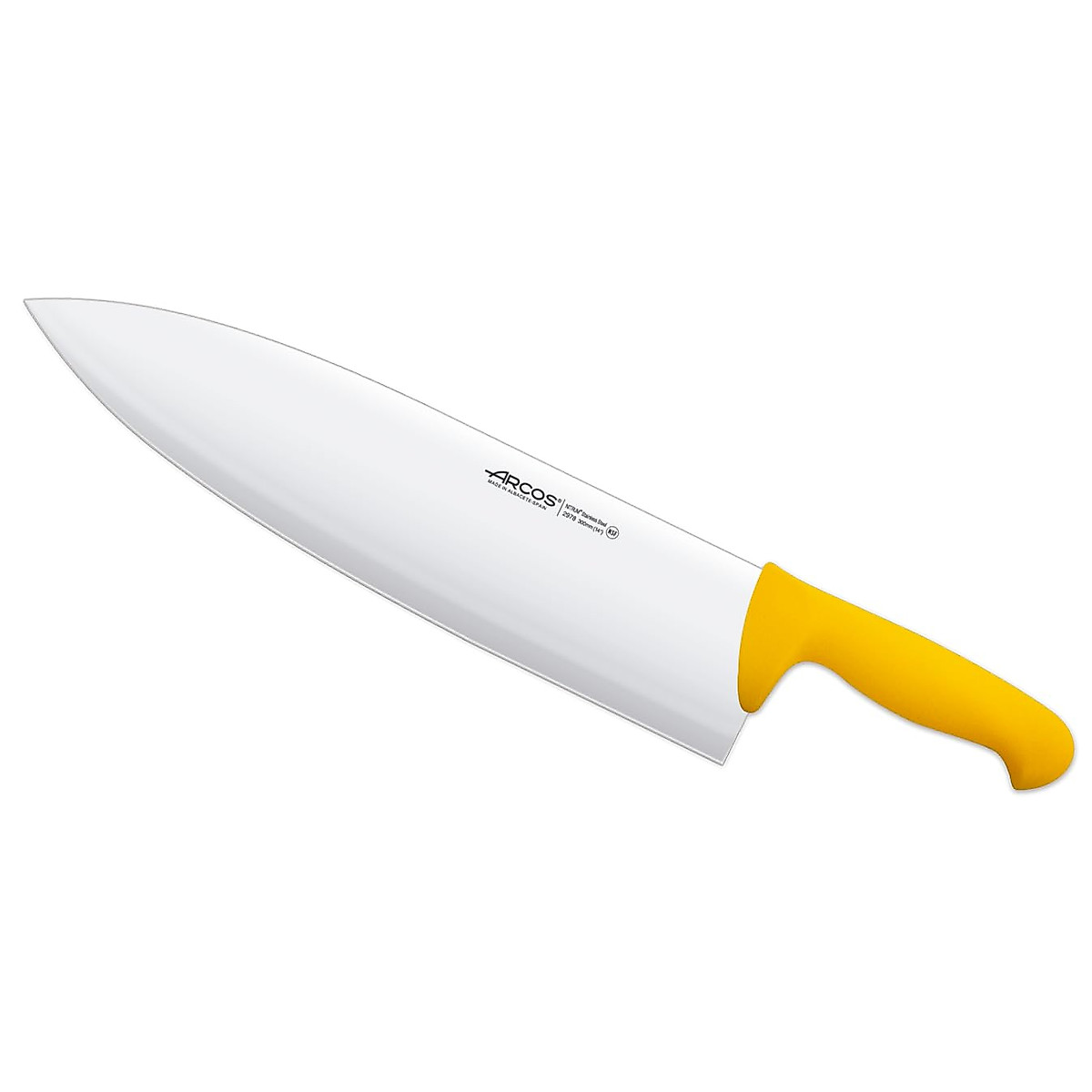 ARCOS Roma Knife/Butcher Knife 14 Inch Nitrum Stainless Steel and 360 mm blade. Ergonomic Polypropylene Handle. Series 2900. Features different handle colors to make it easier. Color Yellow.
