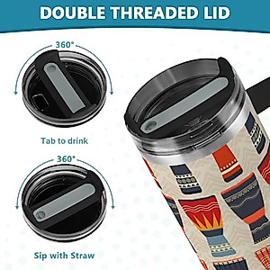 Exnundod African Djembe Drums Pattern Tumbler with Handle 30oz and Straw Insulated Tumblers Leak-proof Water Bottle for Car Travel