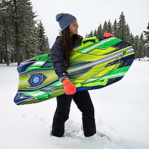 Sno-Storm 50in Vipernex Foam Snow Sled for Child and Adult, Foam Snow Toys Tube for Kids Heavy Duty, Outdoor Family Games Activities Sports Equipment - Green