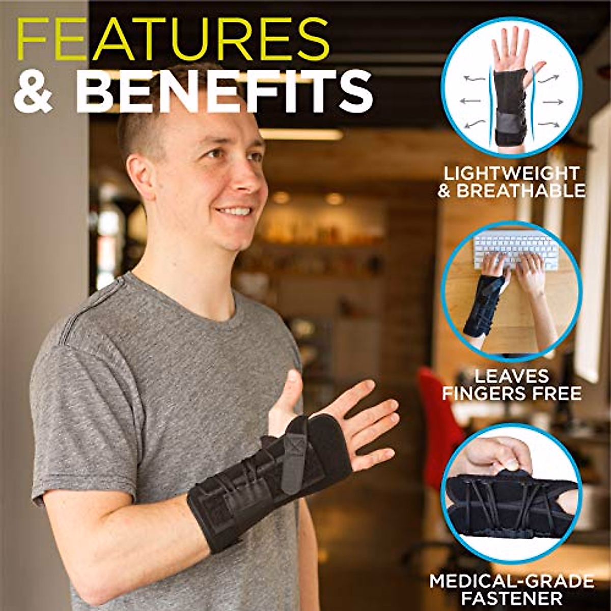 BraceAbility Gaming Wrist Brace - Video Game Support Guard for Console, Laptop, or PC Computer Keyboard and Mouse Gamer with Repetitive Strain Injury (RSI) Pain or Carpal Tunnel Syndrome (Left Hand)