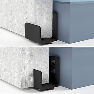 SMARTSMITH Simple Design Wall Mounted Sliding Barn Door Bottom Floor Guide with Adjustable Bracket, Black Powder Coated