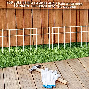 Adavin White Animal Barrier, 10 Pack 20in(L) X10in(H) No Dig Fence, Dog Digging Fence Barrier Rabbit Fence Protector, Galvanized Steel Stakes 2 inch Spike Spacing, Outdoor Yard Patio.Total 17 Ft(L)