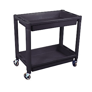 Astro 8330 Heavy Duty Plastic 2 Shelf Utility Cart, Black Color