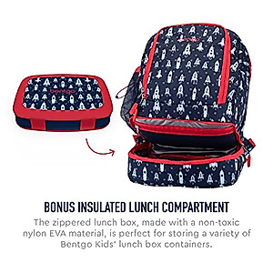 Bentgo 2-in-1 Backpack & Insulated Lunch Bag Set With Kids Prints Lunch Box (Space Rockets)