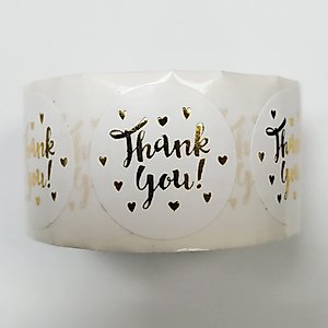 Everlasting Star 1 Inch Thank You Stickers Roll,500ps Sealing Stickers Thank You Label Tags for Small Business, Gifts, Weddings, Party, Boutiques and Envelope (1 Inch)