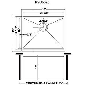 Ruvati 23" x 19" x 13" Deep Laundry Utility Workstation Sink Undermount 16 Gauge - RVU6320