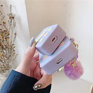 for Air pod 2/1 Case, Cute 3D Lovely Unique Cartoon for Air pod 2/1 Silicone Cover Fun Funny Cool Design Fashion Cases for Boys Girls Kids Teen for Air pod 2/1 Case (Purple Phone furball)