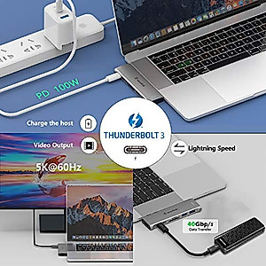 WAVLINK USB C Hub, 7-in-2 Type C Adapter Mini Docking Station with Thunderbolt 3 USB C Port, 4K HDMI, 2 USB 3.0, SD/TF Card Reader, 100W PD for MacBook Pro 2016-2020 MacBook Air 2018-2020