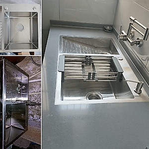 KOYGIMNDR Stainless Steel Laundry Tub Balcony Household Wash Basin with Washboard Kitchen Sinks Bathtub Single Bowl Easy to Clean Double Sink Laundry Pool (Color : Left, Size : 60x48cm)