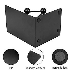 TENGZHEN Metal Bookend Black Book Ends, Heavy-Duty Bookends for Shelves, Book Ends for Heavy Books, Black Geometric Ball Decor Shapes Bookend,Book Shelf Holder Home Office Decorative Desktop Organizer