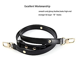 Adjustable PU Leather Purse Handle Shoulder Crossbody Strap for Handbag Bucket Bag (Black - Gold)