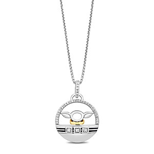 Jewelili Star Wars™ Fine Jewelry Grogu™ Women's Pendant 1/10 Ct.Tw. Diamonds, Sterling Silver and 10K Yellow Gold