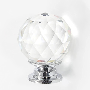 Uenhoy 6 Pcs Round Diamond Crystal Cabinet Knobs 1.2 Inch Clear Crystal Drawer Knobs for Cabinet, Cupboard, Wardrobe, Dresser