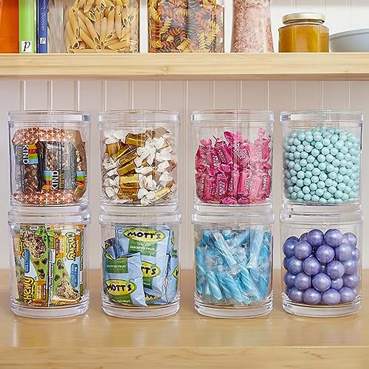 STORi Stackable Apothecary Jars (Set of 2) | 30-oz Organizer for Kitchen Counters and Pantry Shelves | 2 Pack Storage Container with Tray Lid