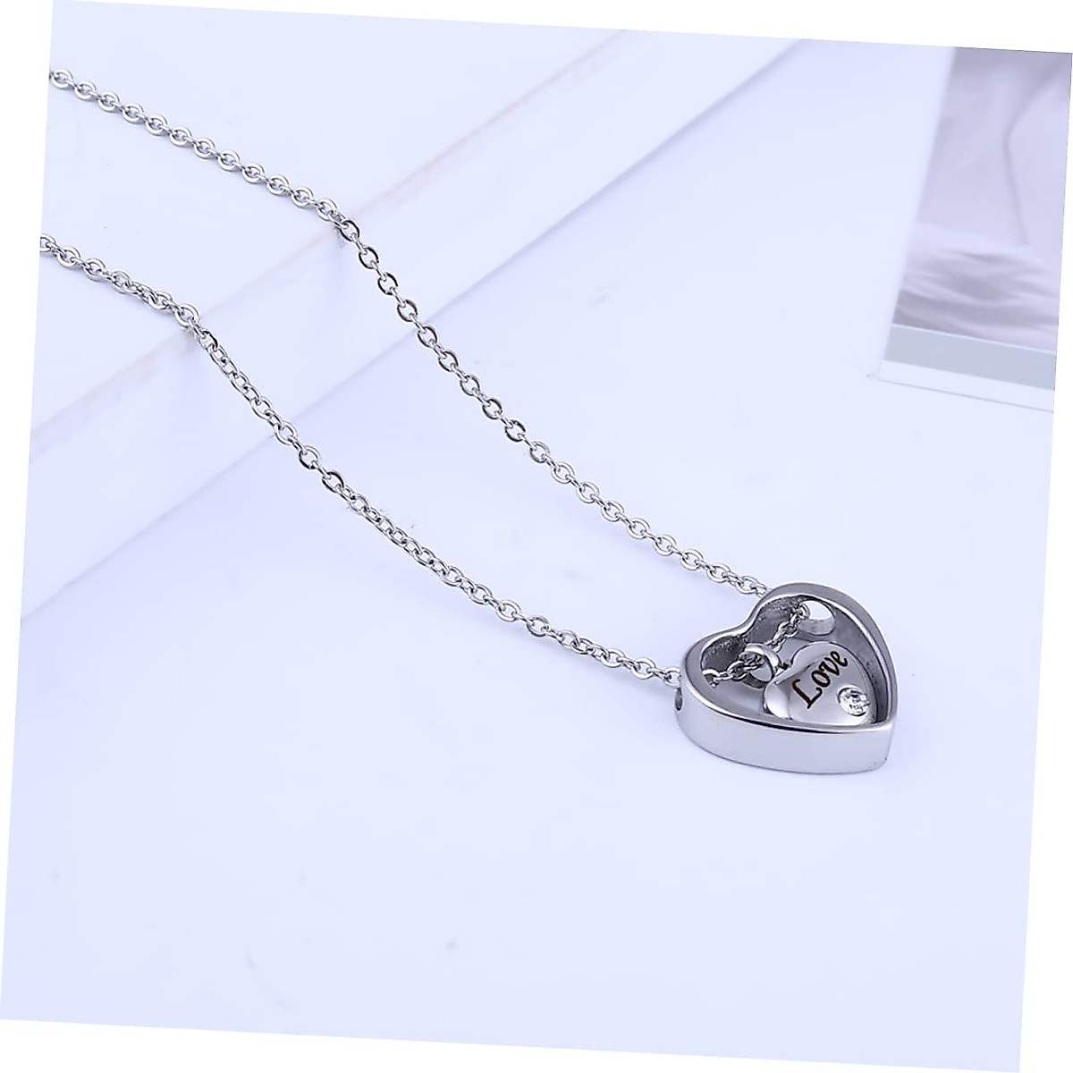 USHOBE 2pcs Stainless Steel Jewelry for Women Friends Necklaces Pet Cremation Jewelry Memorial Cremation Love Pendant Neckalce Pet Memorial Ornament Urn Ashes Pendant Miss Simple