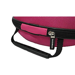 CASEBUDi Oval Hard Shell Headphone Carrying Case | Travel Pouch Protection Compatible with Foldable Headphones | Pink Ballistic Nylon