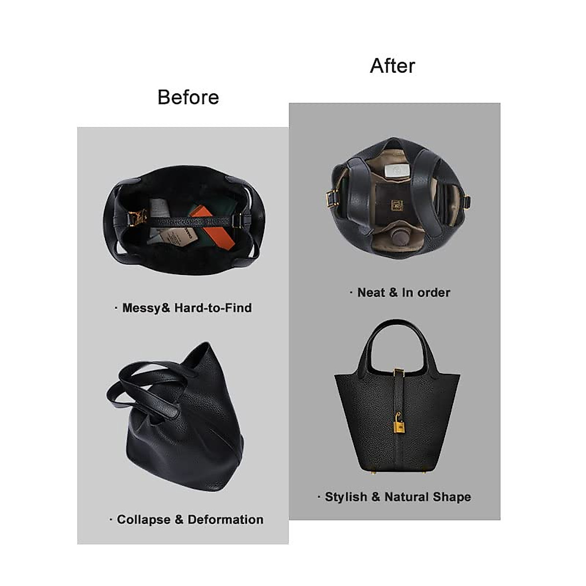 ZTUJO Picotin 18 Organizer Hermes, Picotin bag insert, Luxury Purse Organizer Insert Silky Smooth Fits picotin 18 Bags (Beige)