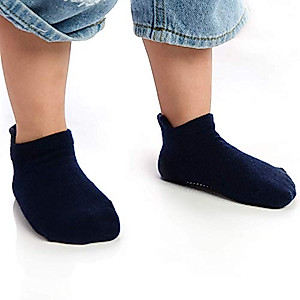 Aminson Anti Slip Non Skid Ankle Socks With Grips for Baby Toddler Kids Boys Girls Assorted a 1-3T