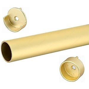 Matte Brass 1 5/16 Inch Diameter Round Wardrobe Closet Rod Tube with Two End Caps and Installation Screws, Gauge 14 Thickness for Clothes Hanging (36 INCH)