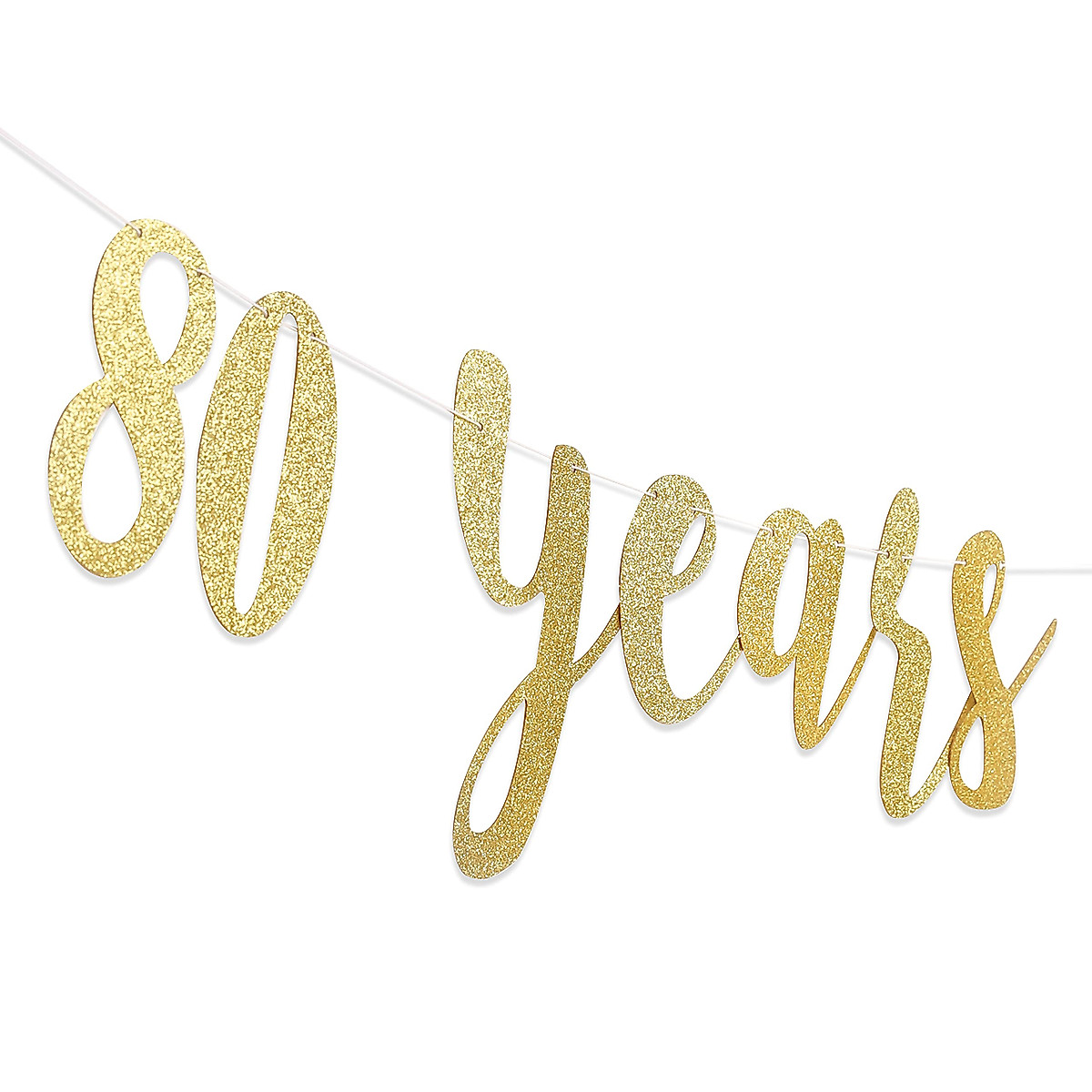 Gold Glitter 80 Years Loved Banner - Happy 80th Birthday Banner，80th Birthday Party Photo Decoration Props，suitable for Background Banners on 80-year-old Male and Female Birthday Party，80th Wedding Anniversary Banner