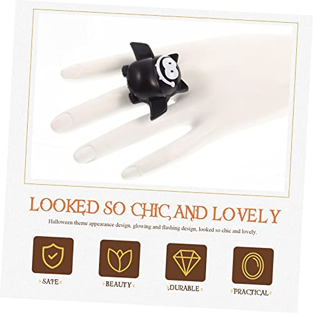 KOMBIUDA 50 pcs Spider Ghost Pumpkin Toys Light LED for Goodies Finger Flashing Favors The Toy Prizes Rings Lighted and Dark Up Color Bag Glow in Gifts Glowing Party Kids Goodie Halloween