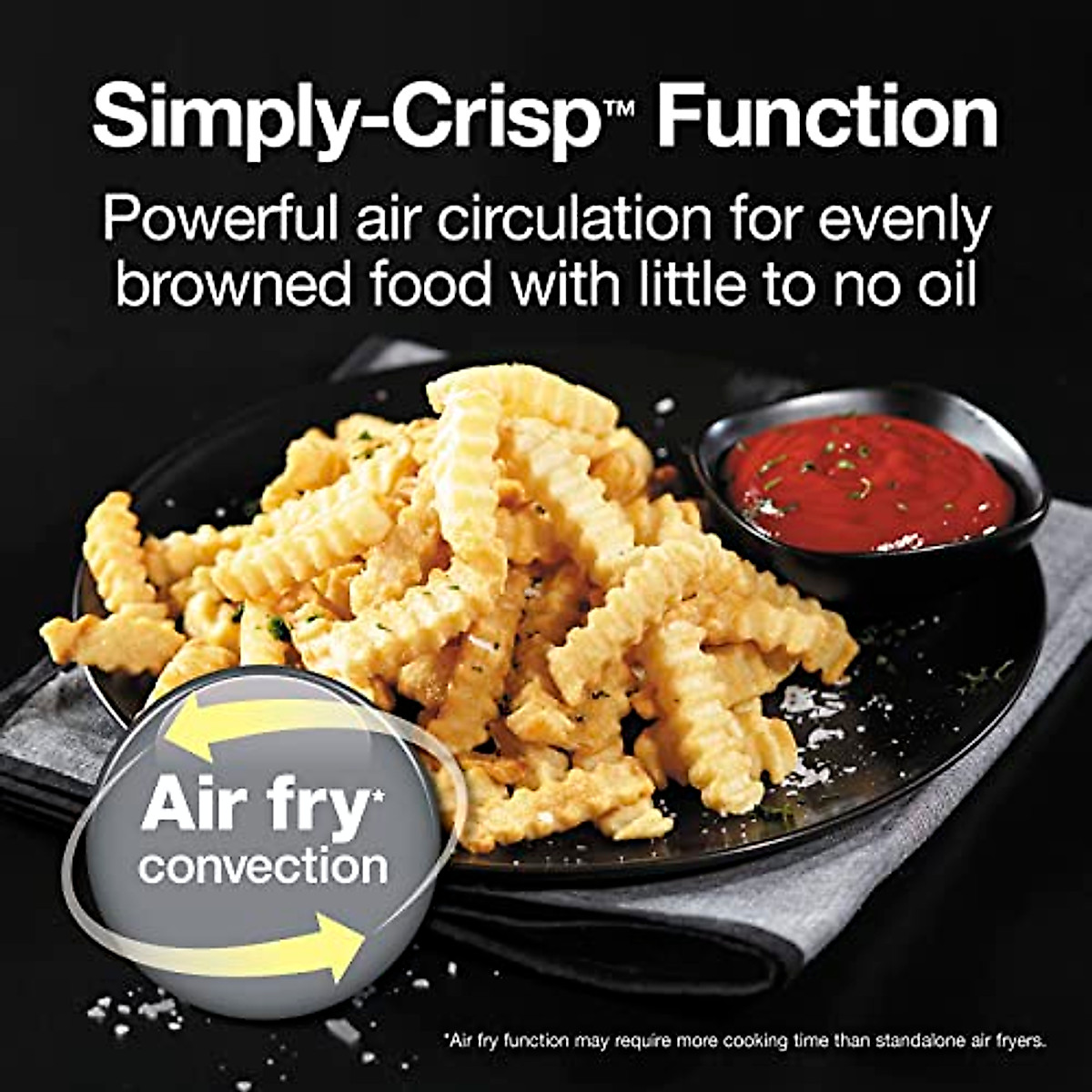 Proctor Silex Simply Crisp Toaster Oven Air Fryer Combo with 4 Functions Including Convection, Bake & Broil, Fits 6 Slices or 12” Pizza, Auto Shutoff, Black (31275)