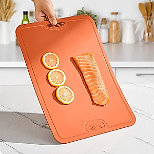Gintan TPU Cutting Board, BPA-Free, With Knife and Juice Groove,Scratch Resistant Flexible Cutting Boards for Kitchen, Dishwasher Safe, Easy-Grip Handle, Non-Slip