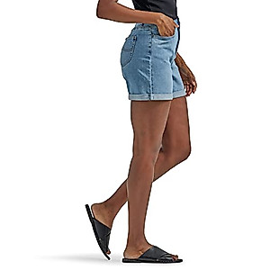 Lee Women's Ultra Lux High Rise Cuffed A-Line Denim Short, Dew Drop