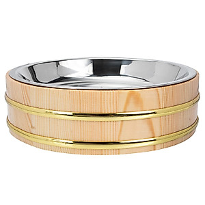 Operitacx Wooden Sushi Rice Bowl Hangiri Sushi Rice Mixing Tub Wooden Sushi Barrel Japanese Sushi Rice Storage Bucket 22CM for Home Restaurant