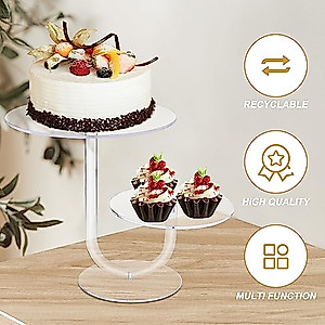CECOLIC 2 Tier Clear Cake Stand Acrylic Cupcake Display Holder Dessert Pastry Tower for Weddings, Birthdays, Anniversaries, Baby Showers, Afternoon Tea Parties Décor (8 Inches)