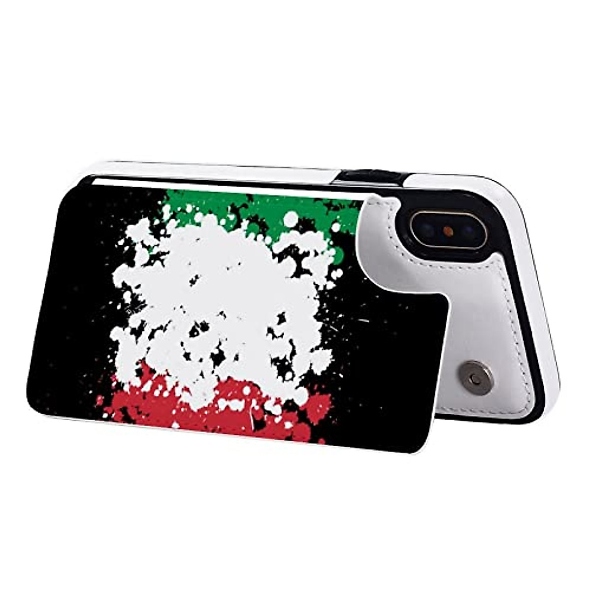 Grunge Blots Italy Flag Wallet Phone Cases Fashion Leather Design Protective Shell Shockproof Cover Compatible with iPhone X/XS