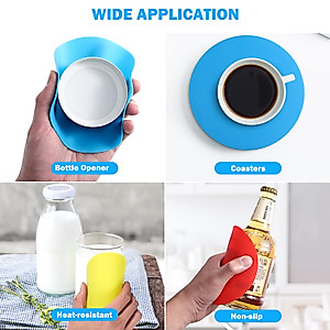 Cabilock 4pcs Rubber Non Slip Jar Gripper Pads Multi Purpose Non Slip Jar Lid Grip Pad Bottle Opener for Seniors Kids Women Kitchen Coasters Round