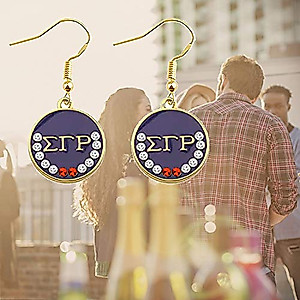 BAUNA Sigma Gamma Rho Sorority Inspired Earring Rhinestone Pendant 1922 Greek Sorority Jewelry Gift for Soror