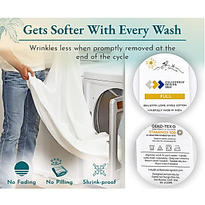 California Design Den - Finest Luxe Full Size Sheet Set Soft 100% Cotton Cooling Sheets Deep Pockets Snug Fit Elastic, 500 Thread Count, 4-Pc Set, Damask Stripe Bed Sheets (Stripe - Sky Blue)