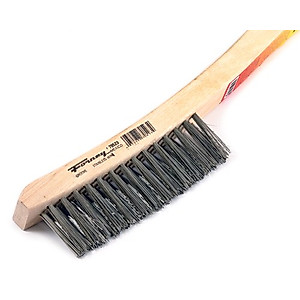 Forney 70523 V-Groove Stainless Steel Wire Brush, with Wood Handle, 13-3/4-Inch-by-.014-Inch